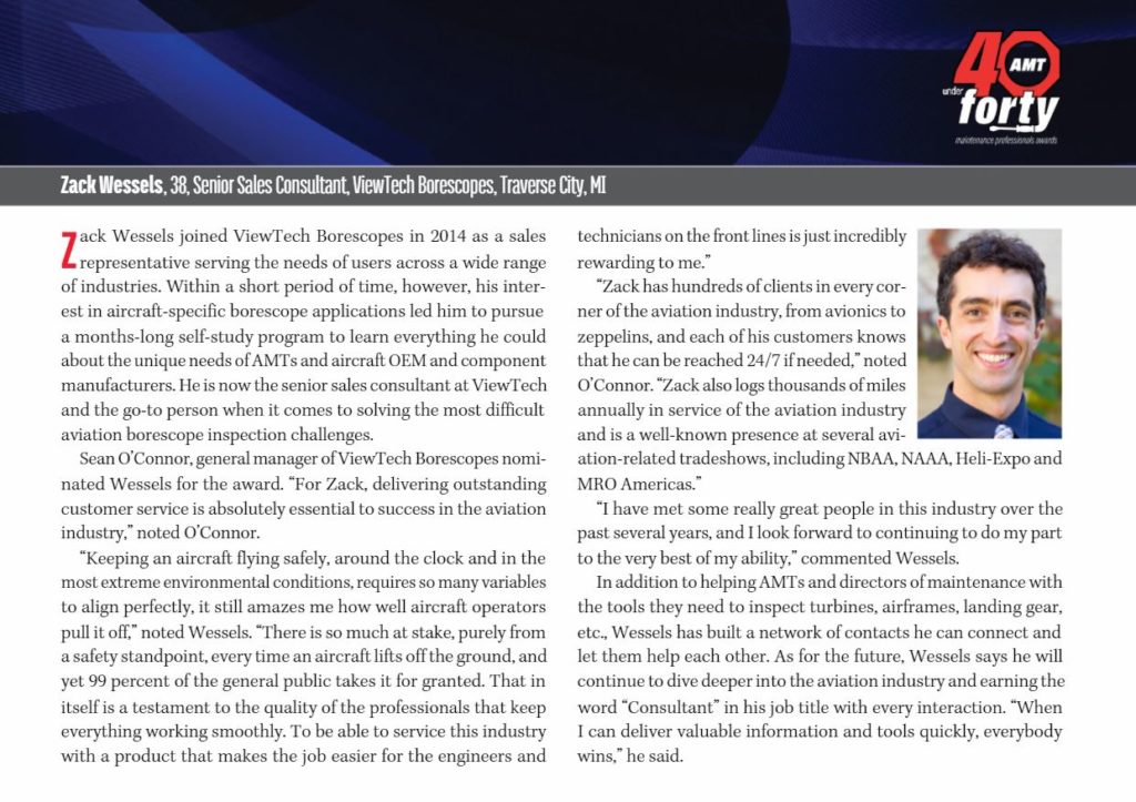 Zack Wessels - 2021 AMT 40 Under 40 Maintenance Professionals Award ...